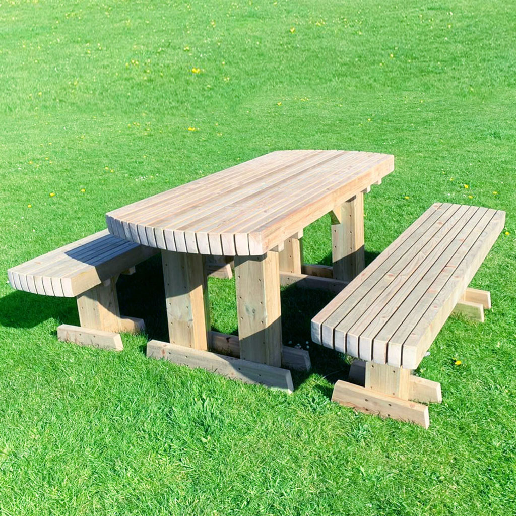 Garden furniture: Heavy Duty Wooden Patio Table With Two Benches