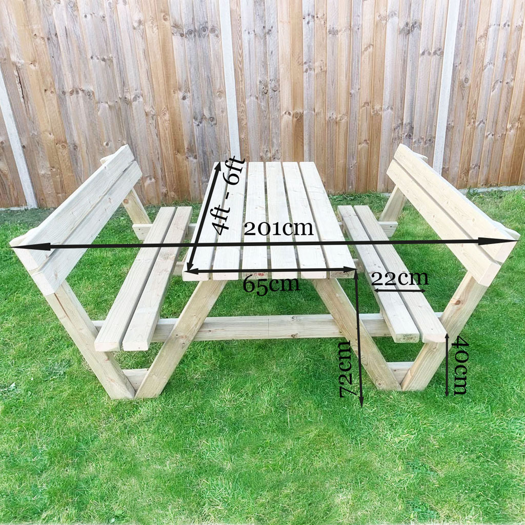 Garden furniture: Wooden Picnic Bench With Backrest