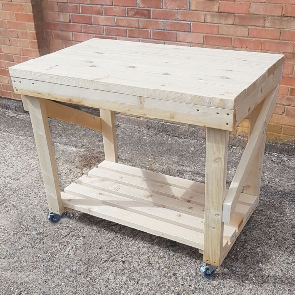 Garden furniture: Heavy Duty Wooden Workbench on Wheels