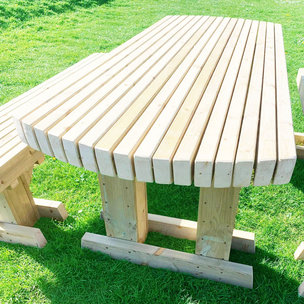 Garden furniture: Heavy Duty Wooden Patio Table With Two Benches