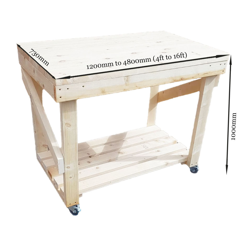 Garden furniture: Heavy Duty Wooden Workbench on Wheels